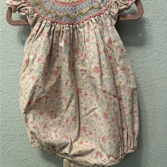 Elan | One Pieces | Velani Baby Smocked Romper With Pink And Green ...